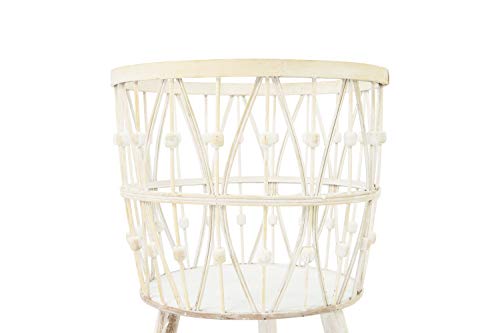 Creative Co-Op 19.25", 20.5" & 25.5" Bamboo Wood Legs & Whitewashed Finish (Set of 3 Sizes) Baskets, White
