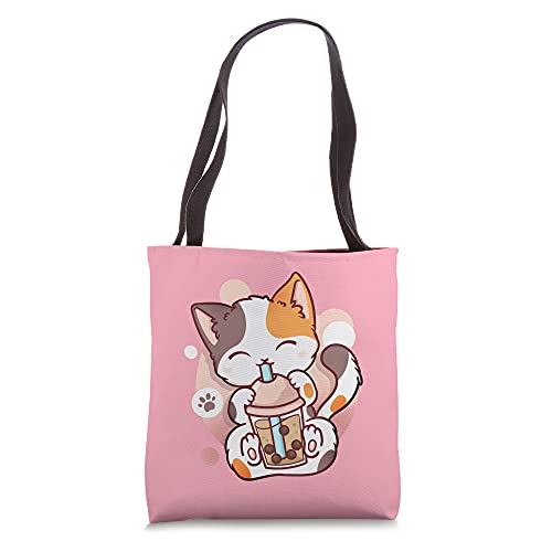 Cat Boba Tea Bubble Tea Anime Kawaii Neko Tote Bag