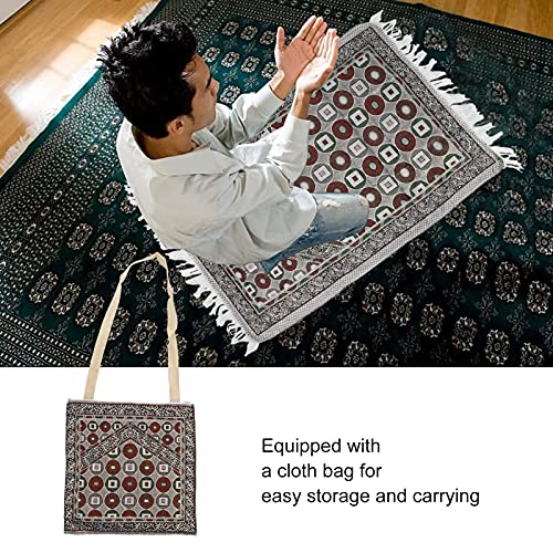 Muslim Rug with Bag Prayer Pilgrimage Blanket Islamic Worship Mat Teaching Supplies Cotton Yarn