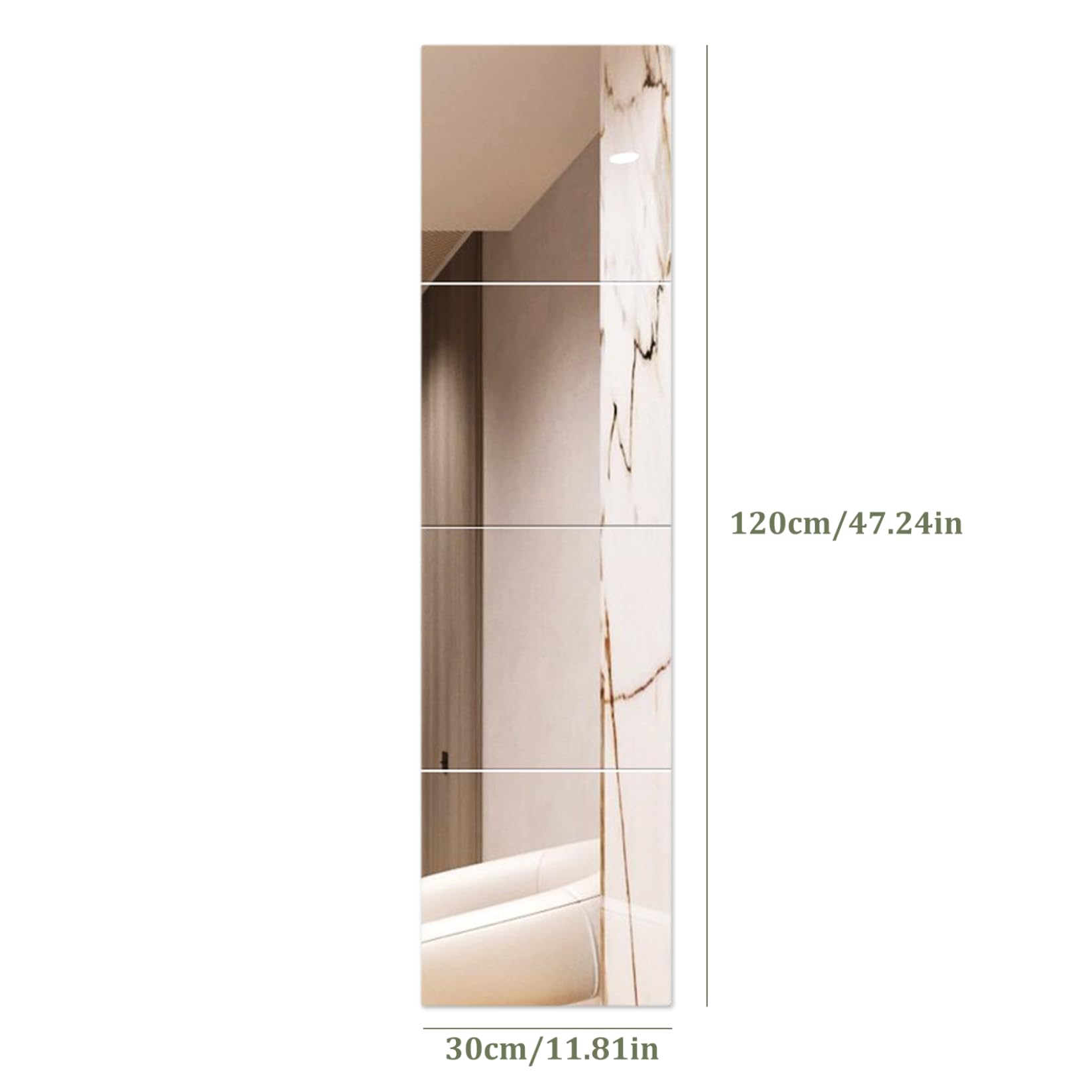 4PCS Full Body Mirror for Wall 11.81x11.81 Inch Full Body Mirror Wall Acrylic Mirror Wall Mounted Self-Adhesive DIY Frameless Mirror Full Length High-Definition Imaging for Home Gym Hallway