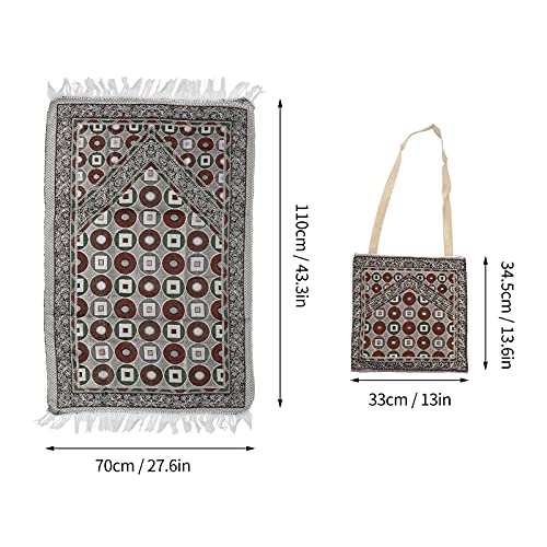 Muslim Rug with Bag Prayer Pilgrimage Blanket Islamic Worship Mat Teaching Supplies Cotton Yarn
