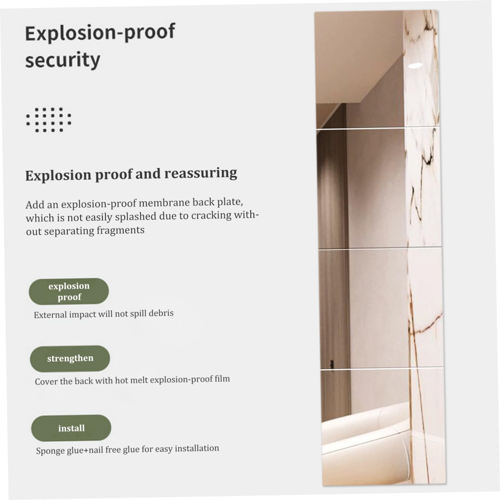 4PCS Full Body Mirror for Wall 11.81x11.81 Inch Full Body Mirror Wall Acrylic Mirror Wall Mounted Self-Adhesive DIY Frameless Mirror Full Length High-Definition Imaging for Home Gym Hallway