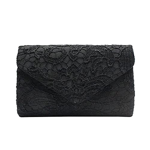Weilong Clutch Purses for Women Womens Fashion Elegant Floral Lace Envelope Clutch Evening Prom Handbag Purse (Black)