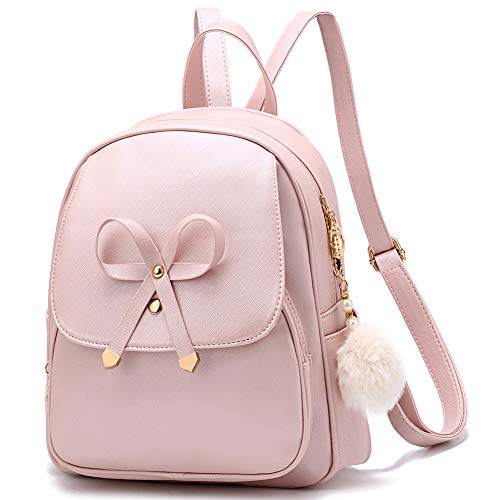 Cute Bowknot Mini Leather Backpack Fashion Small Daypacks Purse for Girls and Women
