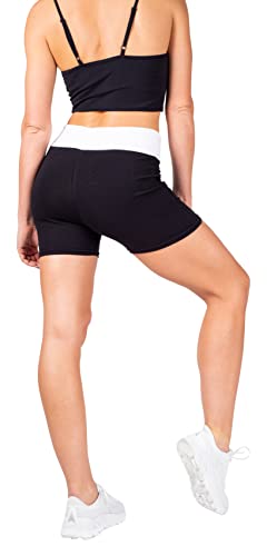 Blis 3 Pack Shorts for Women Foldover Biker Shorts for Women High Waisted Workout Yoga Shorts Booty Shorts for Women Black/White Small