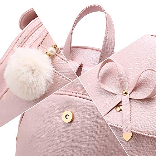 Cute Bowknot Mini Leather Backpack Fashion Small Daypacks Purse for Girls and Women