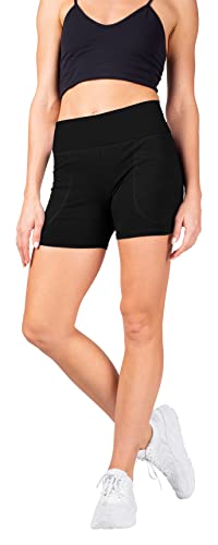 Blis 3 Pack Shorts for Women Foldover Biker Shorts for Women High Waisted Workout Yoga Shorts Booty Shorts for Women Black/White Small