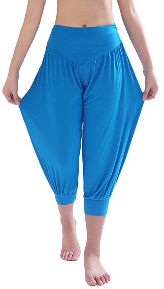 LKXHarleya Women Modal Harem Yoga Pants Loose Casual Fold Over Pilates Capri Pants Yoga Pants