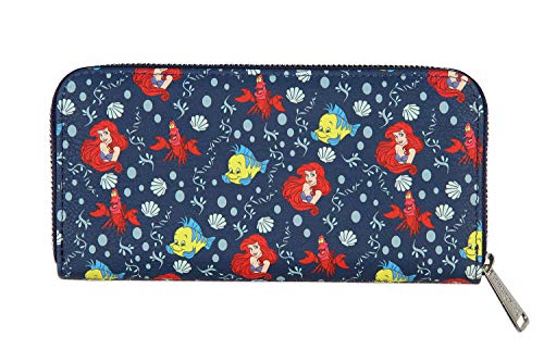 Loungefly Disney Little Mermaid Ariel And Flounder Faux Leather Full Zip Wallet