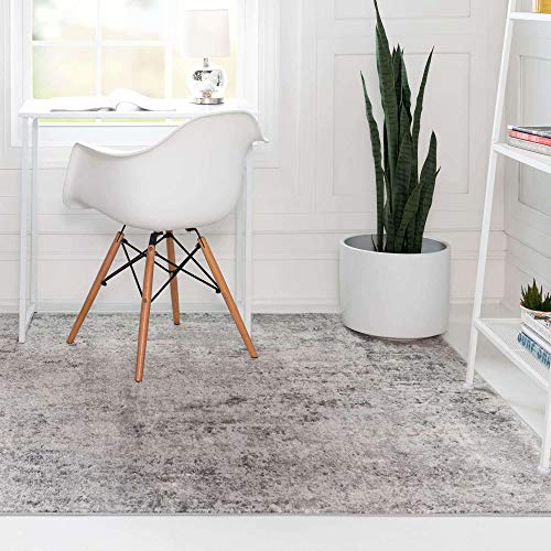 Rugs.com Caspian Collection Area Rug β 4' x 6' Gray Low-Pile Rug Perfect for Entryways, Kitchens, Breakfast Nooks, Accent Pieces