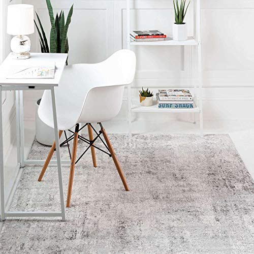 Rugs.com Caspian Collection Area Rug β 4' x 6' Gray Low-Pile Rug Perfect for Entryways, Kitchens, Breakfast Nooks, Accent Pieces