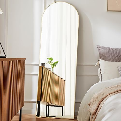 NEWBULIG 59"x16" Full Length Mirror, Floor Mirror Hanging or Leaning, Full Body Mirror with Stand,Wall Mounted Mirror,Gold-Arched