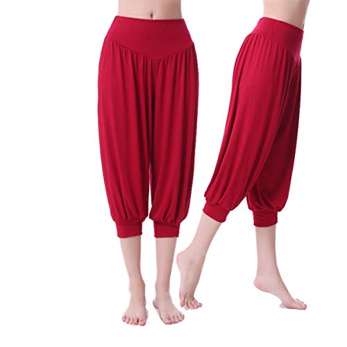 LKXHarleya Women Modal Harem Yoga Pants Loose Casual Fold Over Pilates Capri Pants Yoga Pants