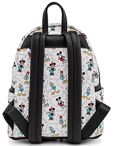 Loungefly Disney Mickey Minnie Mouse Donald Daisy Mini Backpack Handbag White