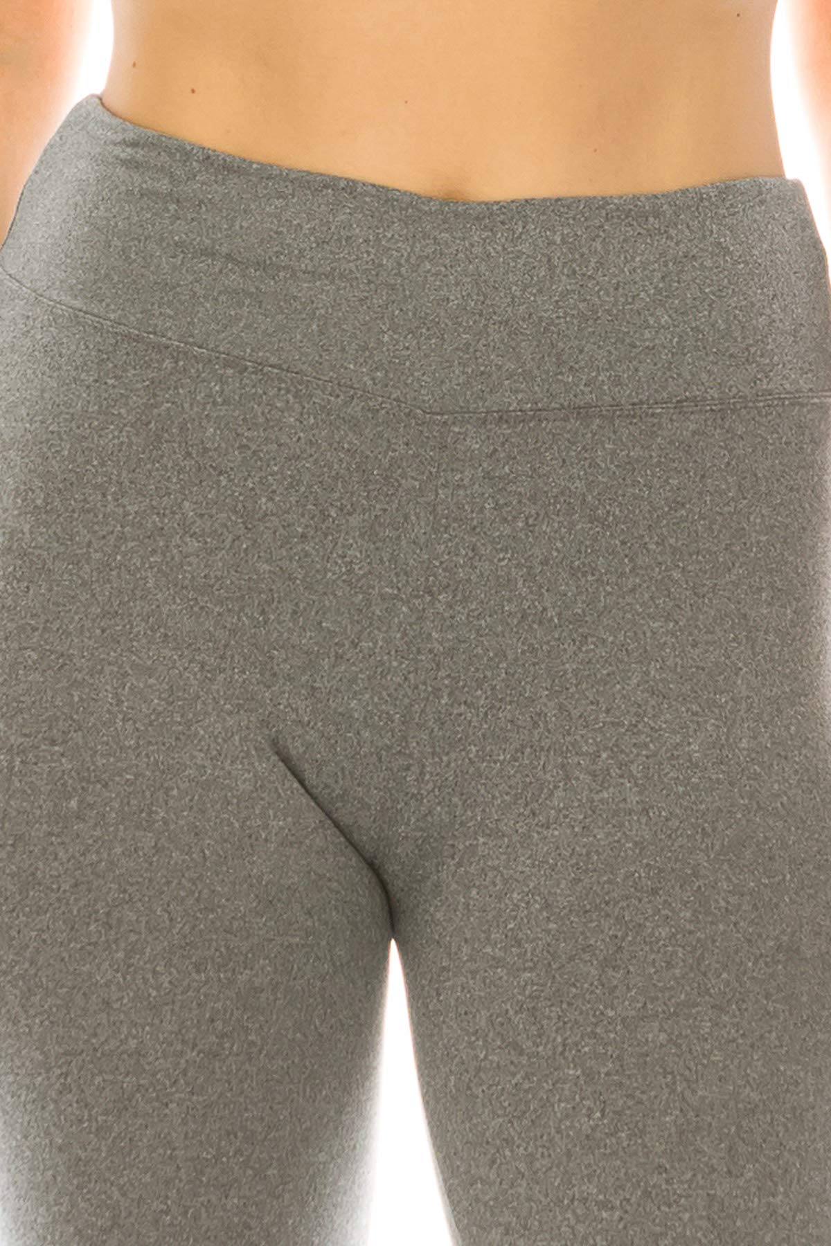 Leggings Depot Women's 3" Waistband Yoga High Waisted Solid Leggings Pants (Full Length, Heather Gray, Small)