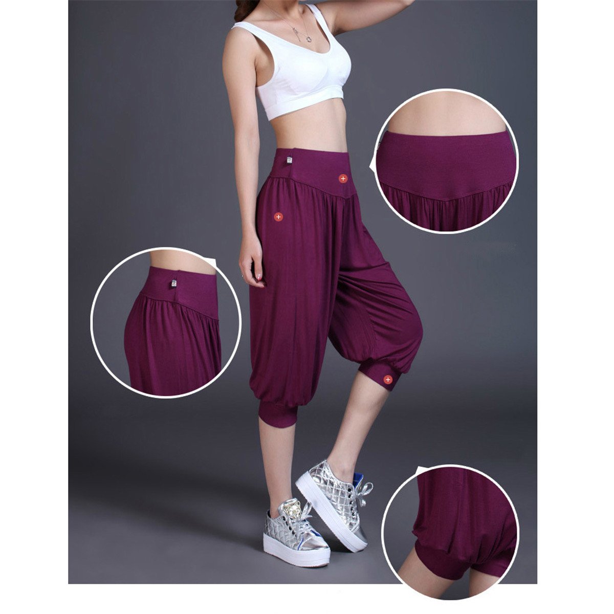 LKXHarleya Women Modal Harem Yoga Pants Loose Casual Fold Over Pilates Capri Pants Yoga Pants