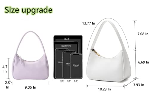 CYHTWSDJ Shoulder Bags for Women, Cute Hobo Tote Handbag Mini Clutch Purse with Zipper Closure (White, L)