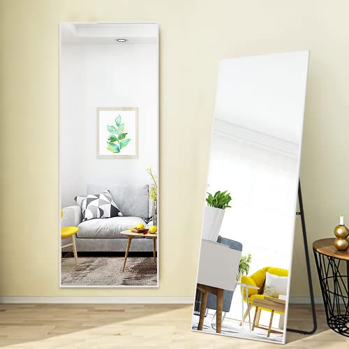NicBex Full Length Mirror, 64x21 Inch Aluminum Alloy Frame Large Wall Mirror, Vanity Mirror, Dressing Mirror for Living Room,Bedroom ,White