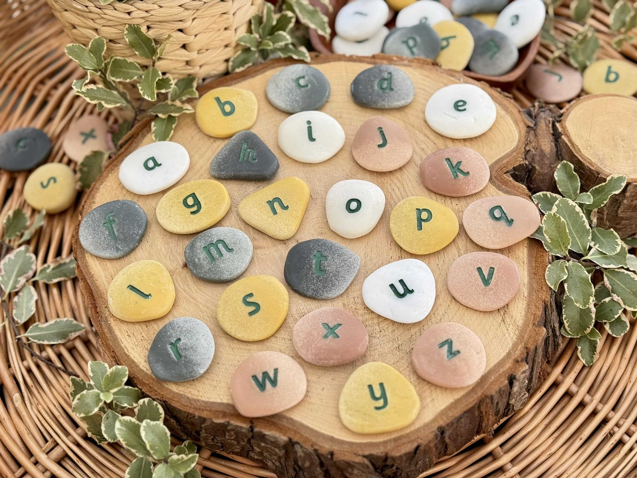 Yellow Door YD-10 Alphabet Pebbles - Lowercase, Kindergarten Grade to 3 Grade, 5" H, 3" L, 3" W