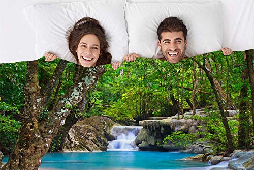 Beabes Waterfall Throw Blanket Deep Forest Green Trees Waterfall Flowing River Spring Nature Scene Cosy Throw Blanket Flannel Fleece for Bedroom Sofa Couch Car Deck Chair 60x80 Inch