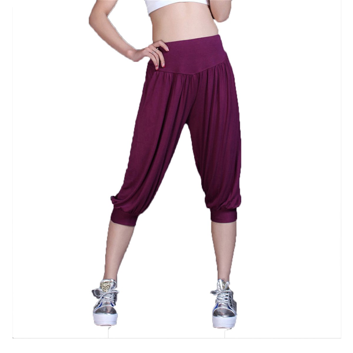 LKXHarleya Women Modal Harem Yoga Pants Loose Casual Fold Over Pilates Capri Pants Yoga Pants