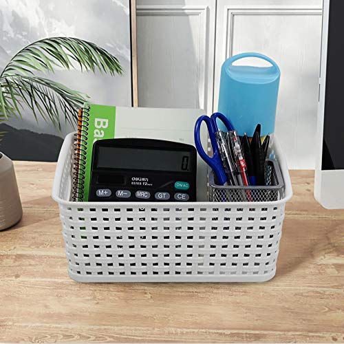 Vababa White Plastic Storage Baskets/Storage Bins, Pack for 6