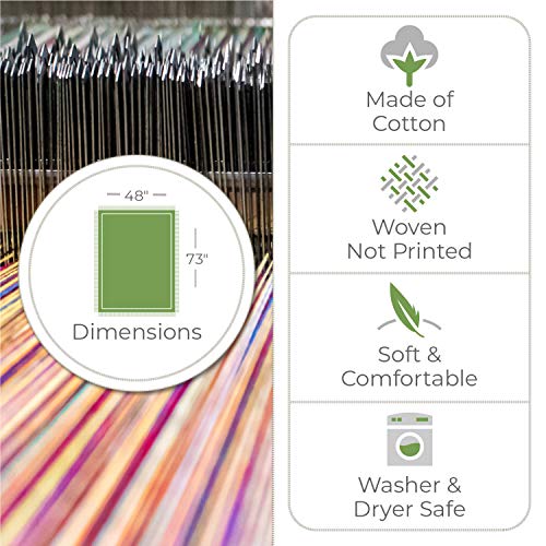 Pure Country Weavers Bent Creek Stripe Blanket - Patterns Gift Tapestry Throw Woven from Cotton - Made in The USA (73x48)