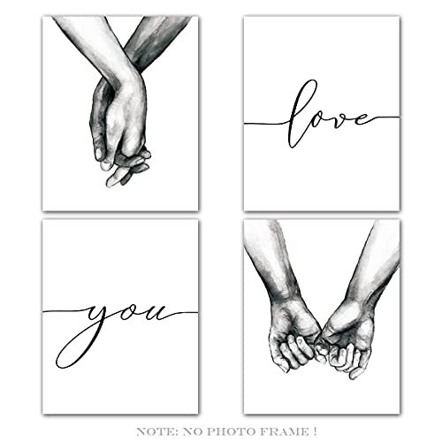 MoharWall Love You Prints White Black Posters Women Bedroom Wall Decor Warm Quotes A Great Gift for The Couple's Wedding