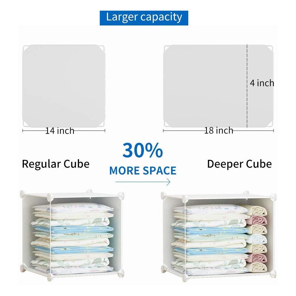 MAGINELS Portable Wardrobe Closets - 14"x18" Depth (16 Cube) Cube Storage, Bedroom Armoire, Wardrobe Storage Closet, Clothes Dresser, Closet Storage Organizer, White