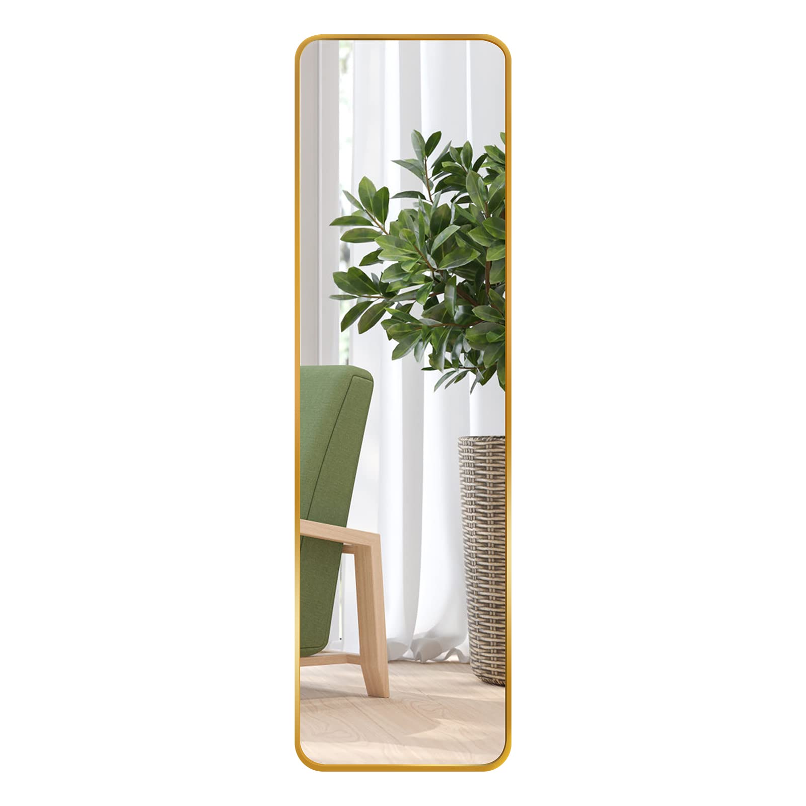 Giftgarden 47"x14" Gold Full Length Mirror Aluminum Framed, Modern Long Wall Mirror Tall Full-Body, Wall Mounted or Over The Door Hanging for Bedroom Closet Bathroom, Golden