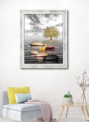 DECANIT 16x20 Picture Frames(pack of 2) Rustic White Wood Pattern Wall Mounting Poster Frame,Great for Prints, Poster, Mural and Picture