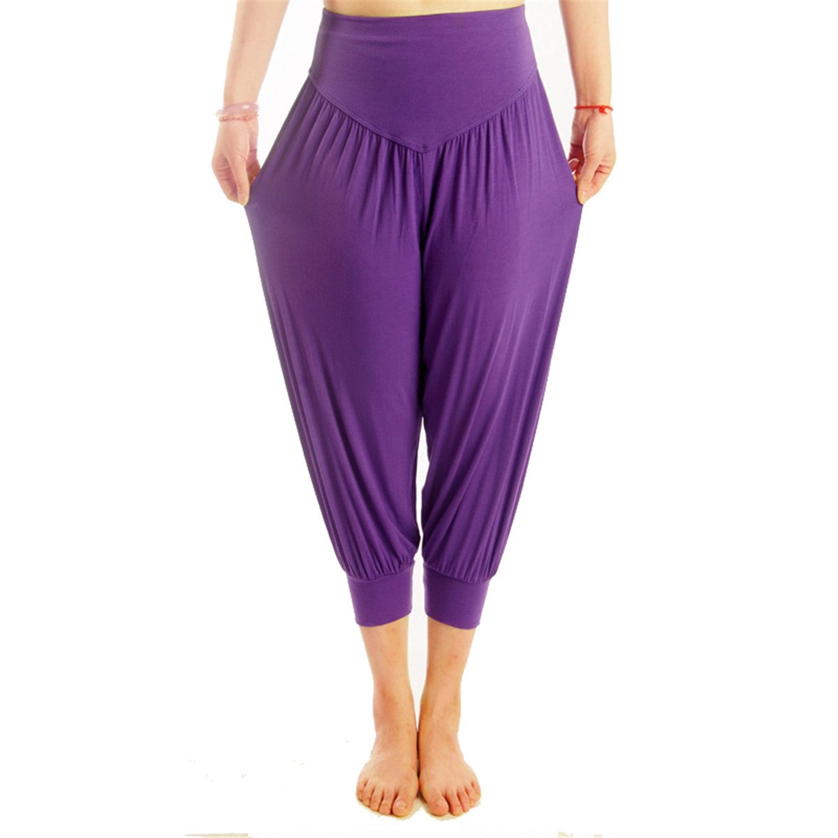 LKXHarleya Women Modal Harem Yoga Pants Loose Casual Fold Over Pilates Capri Pants Yoga Pants