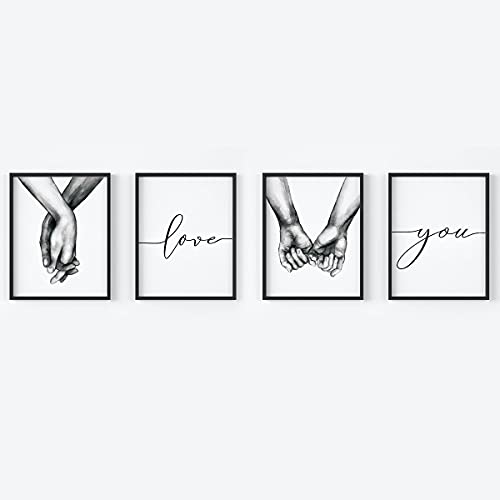 MoharWall Love You Prints White Black Posters Women Bedroom Wall Decor Warm Quotes A Great Gift for The Couple's Wedding
