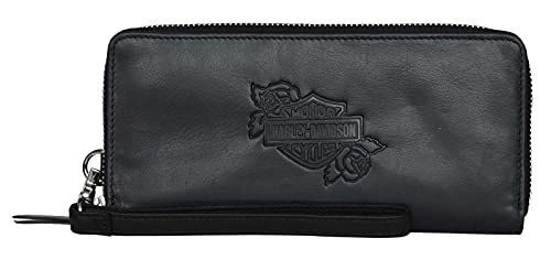 Harley-Davidson Women's Rockin' Roses Large Zip Wallet w/Detachable Wristlet