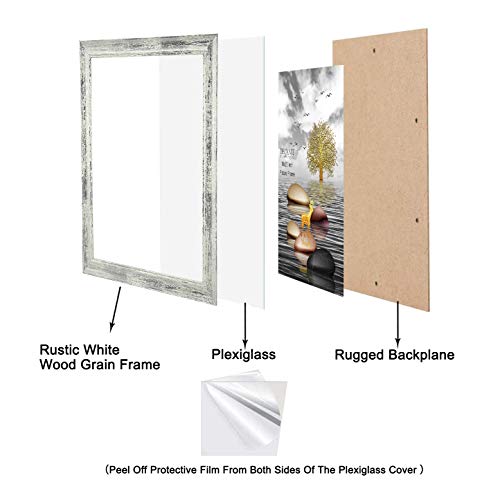 DECANIT 16x20 Picture Frames(pack of 2) Rustic White Wood Pattern Wall Mounting Poster Frame,Great for Prints, Poster, Mural and Picture