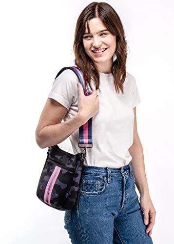 Haute Shore - Jeri Epic Crossbody Tote Blue Camo W/Pink Blue Stripe