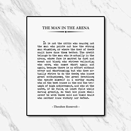 The Man in the Arena, Inspirational Quote Print, Book Page Sign, Graduation Gift, Home Decor, Office Wall Decor, Great Quote, 8 x 10 Inches Unframed