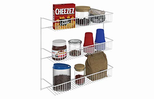 ClosetMaid 3-Tier Hanging Wall Mounted Metal Rack for Spices, Shelf Storage, Pantry Organization, Laundry, Kitchen, Bathroom, White, 8022 , 18-Inch Wide