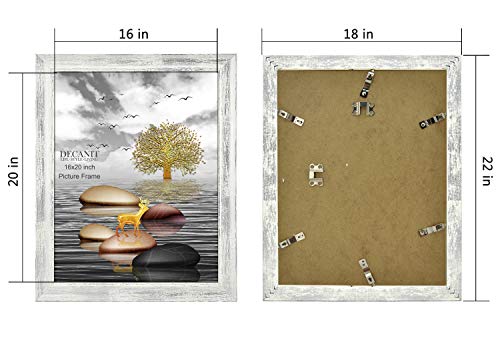 DECANIT 16x20 Picture Frames(pack of 2) Rustic White Wood Pattern Wall Mounting Poster Frame,Great for Prints, Poster, Mural and Picture