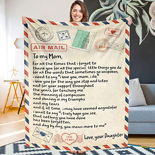 OFADD Gifts for Mom, Mother's Day Birthday Gifts for Mom, Blanket to My Mom Gift from Daughter, Mom Day Gift Blanket, Mom Blanket 50” x 60”