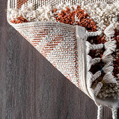 nuLOOM Zuri Shaggy Banded Tribal Area Rug, 5' 3" x 7' 3", Rust