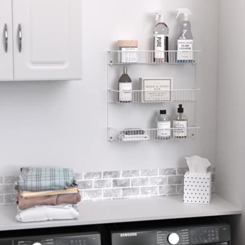 ClosetMaid 3-Tier Hanging Wall Mounted Metal Rack for Spices, Shelf Storage, Pantry Organization, Laundry, Kitchen, Bathroom, White, 8022 , 18-Inch Wide