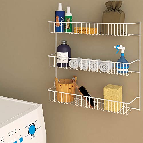 ClosetMaid 3-Tier Hanging Wall Mounted Metal Rack for Spices, Shelf Storage, Pantry Organization, Laundry, Kitchen, Bathroom, White, 8022 , 18-Inch Wide