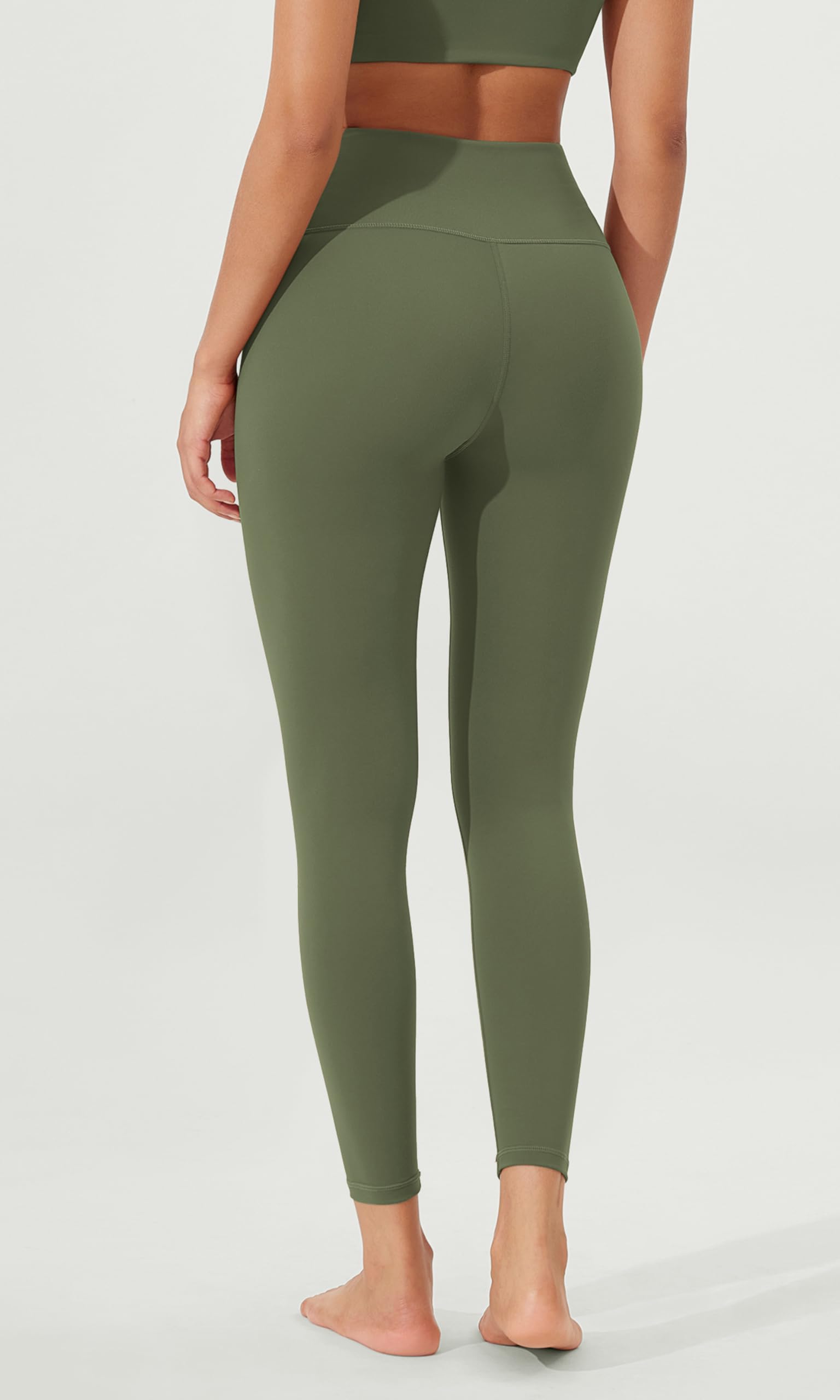 ODODOS ODLEX 2-Pack High Waist 7/8 Length Workout Leggings for Women, 25" Tummy Control Atheltic Yoga Pants, Black+Dark Olive, Small