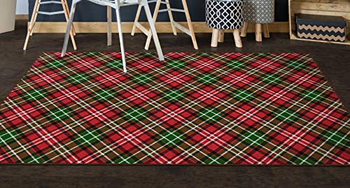 Brumlow MILLS Christmas Plaid Washable Festive Print Holiday Area Rug for Living or Dining Room, Bedroom Carpet and Kitchen Rug, 5'x8', Multicolor