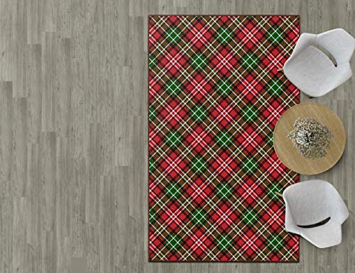 Brumlow MILLS Christmas Plaid Washable Festive Print Holiday Area Rug for Living or Dining Room, Bedroom Carpet and Kitchen Rug, 5'x8', Multicolor