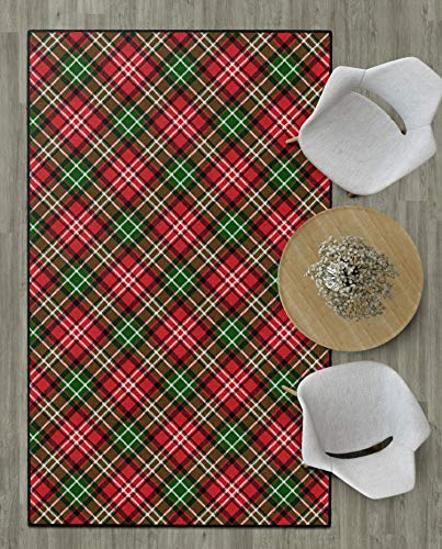 Brumlow MILLS Christmas Plaid Washable Festive Print Holiday Area Rug for Living or Dining Room, Bedroom Carpet and Kitchen Rug, 5'x8', Multicolor
