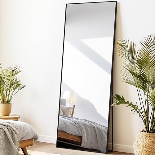 Anpark Black Rectangle Mirror Full Length with Stand 21" x 64" Large Standing Floor Mirror Bedroom Full Body Dressing Mirror for Wall Living Room Wall Mounted Mirror for Home Decor