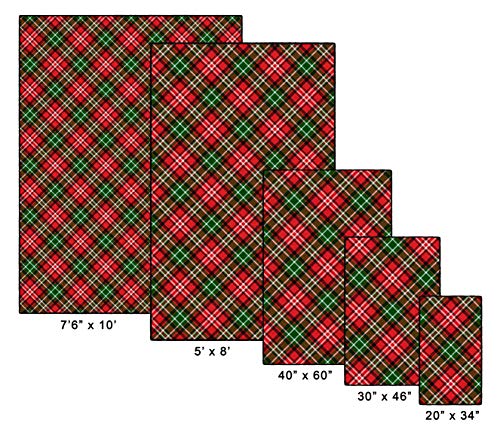 Brumlow MILLS Christmas Plaid Washable Festive Print Holiday Area Rug for Living or Dining Room, Bedroom Carpet and Kitchen Rug, 5'x8', Multicolor