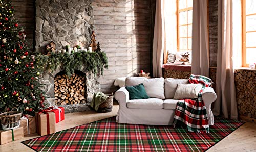 Brumlow MILLS Christmas Plaid Washable Festive Print Holiday Area Rug for Living or Dining Room, Bedroom Carpet and Kitchen Rug, 5'x8', Multicolor